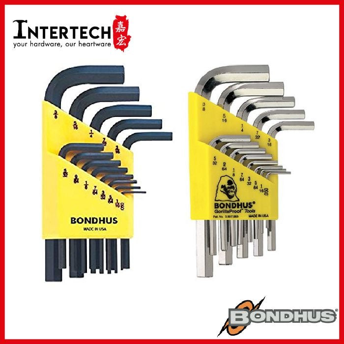 Bondhus Hex Key L-Wrench Allen Key Set (Short Arm) Assorted Colours ...