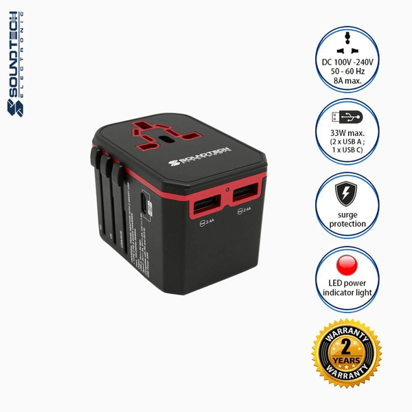 Soundteoh Travel Adaptor W/ Smart USB Charger TA-306 – Intertech ...
